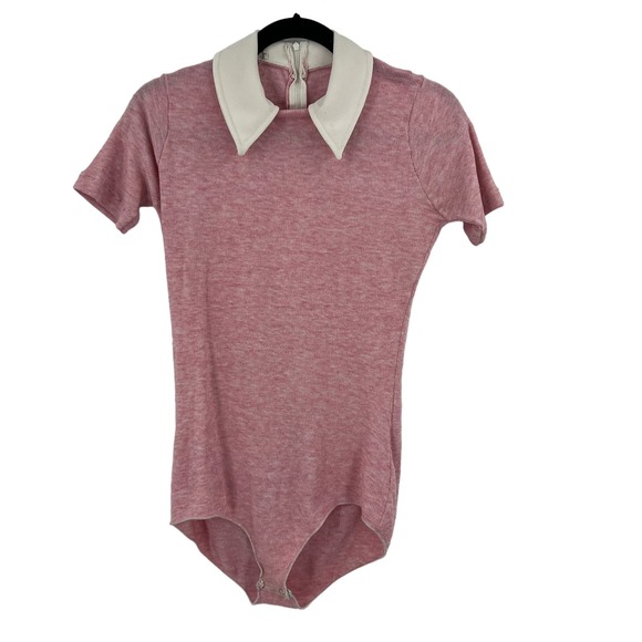 Vintage | Skirts | Vintage Body Knus Pink Leotard Polo Bodysuit ...